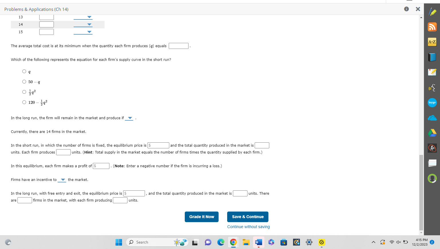 Solved Suppose that each firm in a competitive industry has | Chegg.com