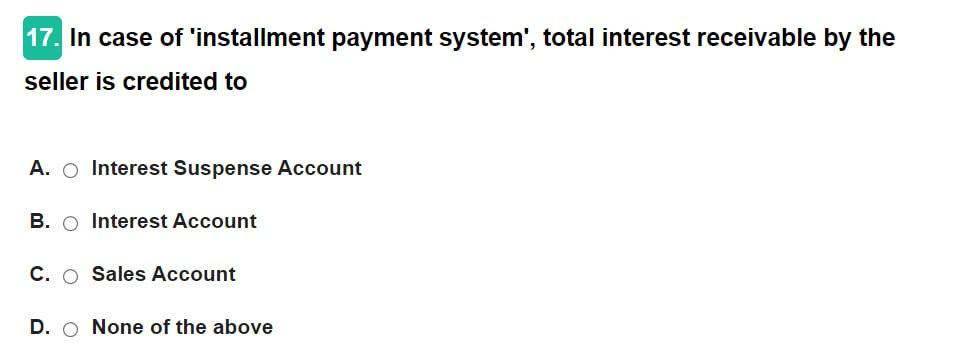 Solved In case of 'installment payment system', total | Chegg.com