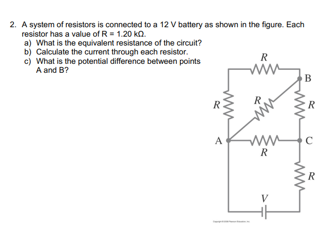 Solved 2. A system of resistors is connected to a 12 V | Chegg.com