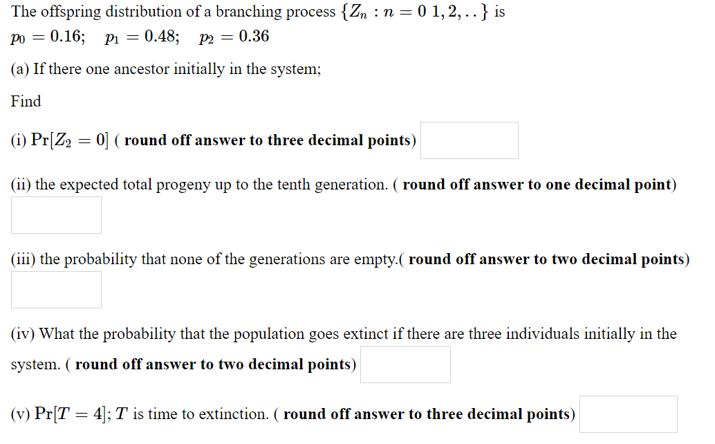 Solved The offspring distribution of a branching process | Chegg.com