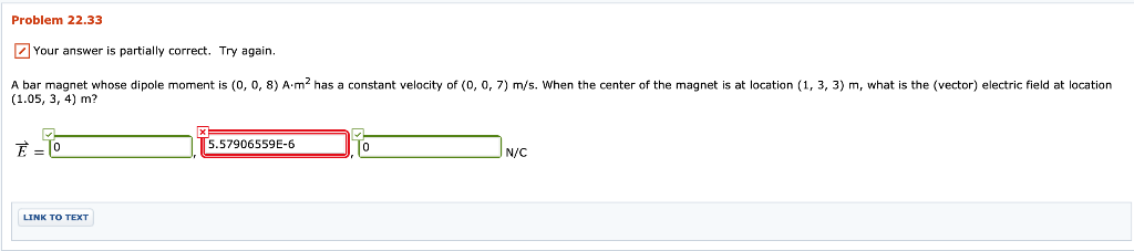 Solved Problem 22.33 Your answer is partially correct. Try | Chegg.com