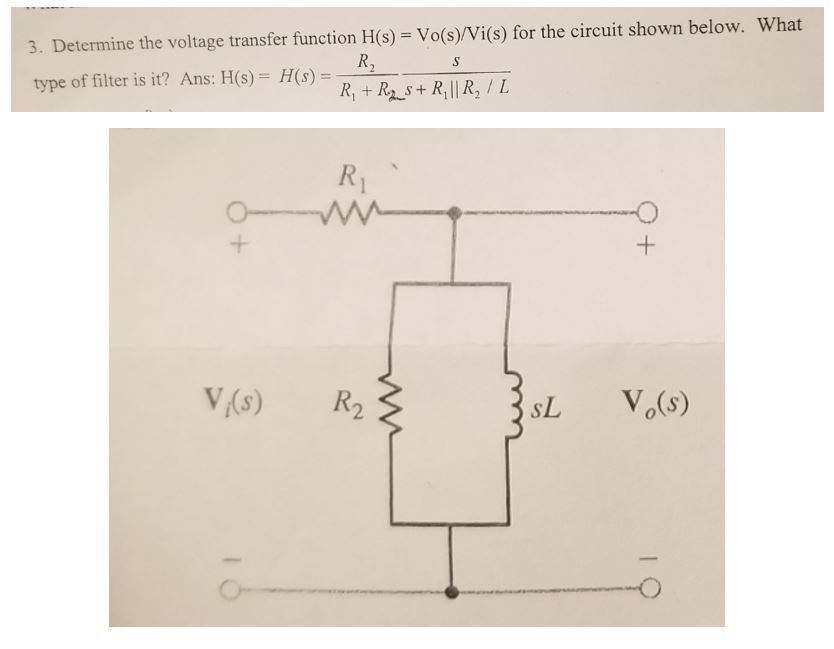 Solved 3. Determine the voltage transfer function H(s) - | Chegg.com