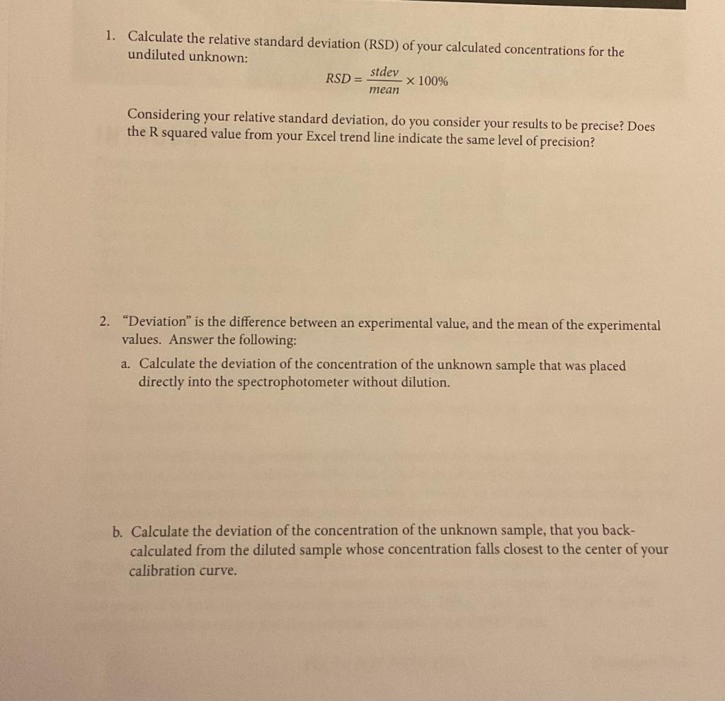 Solved Table 10.4. Diluting the unknown and measuring | Chegg.com