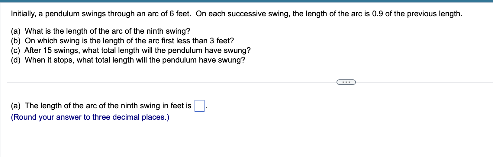Solved Initially, a pendulum swings through an arc of 6 | Chegg.com