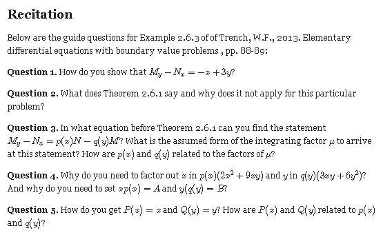 Solved TRENCH: How to find the integrating factor \mu = | Chegg.com