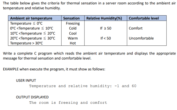Solved The table below gives the criteria for thermal | Chegg.com