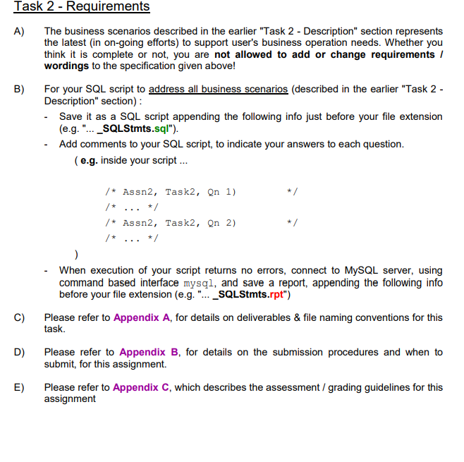 Solved hi! i want the sql format for this task 2 in clear | Chegg.com