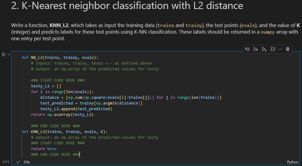 Solved 2. K-Nearest neighbor classification with L2 distance | Chegg.com