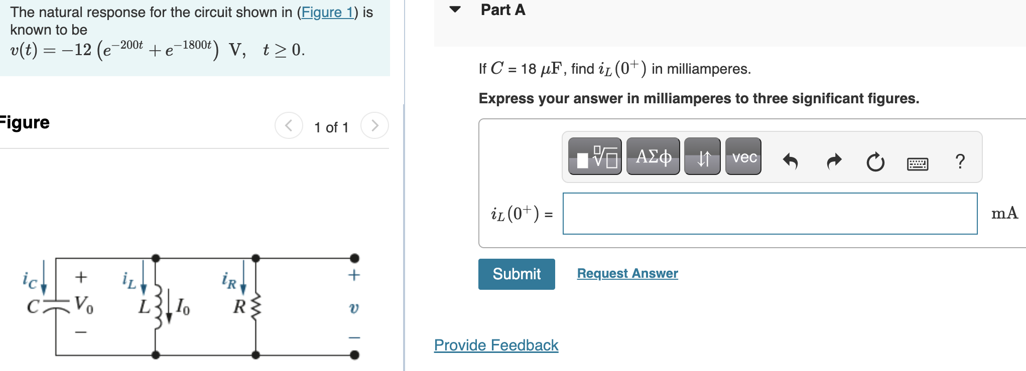 Solved The natural response for the circuit shown in (Figure | Chegg.com