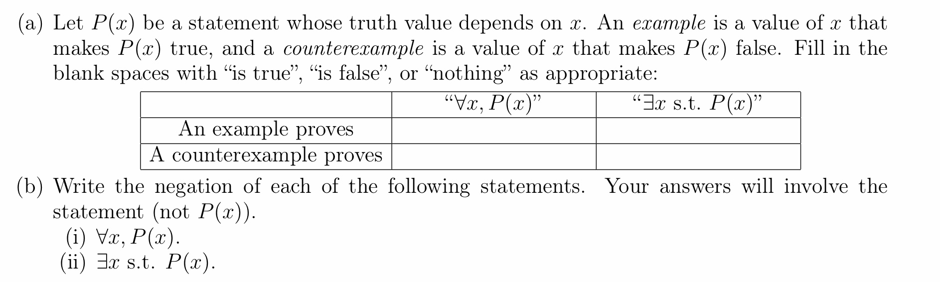 Solved (a) Let P(x) be a statement whose truth value depends | Chegg.com