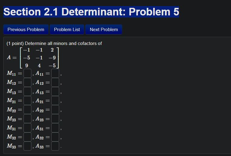 Solved Section 2.1 Determinant: Problem 5 Previous Problem | Chegg.com