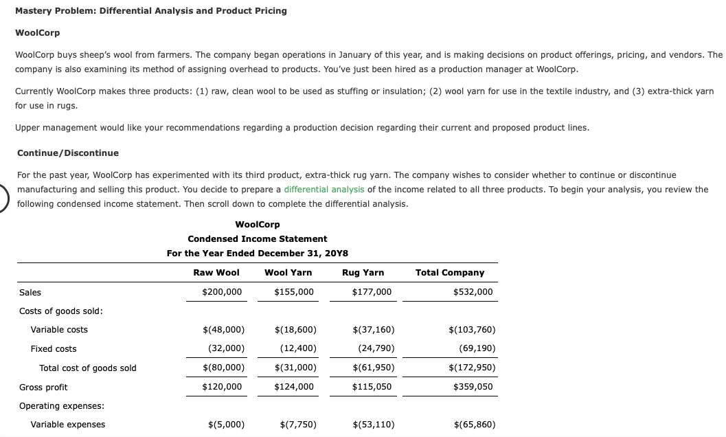 Solved Mastery Problem: Differential Analysis and Product | Chegg.com