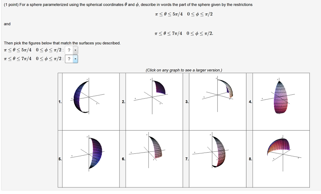 Solved 1 Point For A Sphere Parameterized Using The