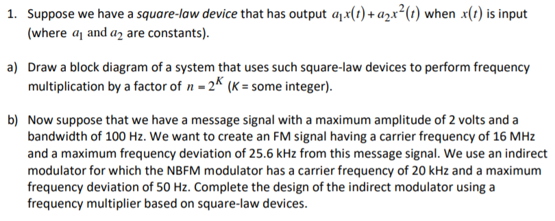 1. Suppose we have a square-law device that has | Chegg.com