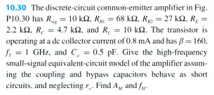 Solved 10.30 The discrete-circuit common-emitter amplifier | Chegg.com