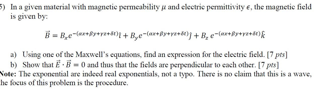 Solved 5) In a given material with magnetic permeability µ | Chegg.com