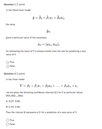 Solved In the fitted linear model y^=β^0+β^1x1+β^2x2, the | Chegg.com