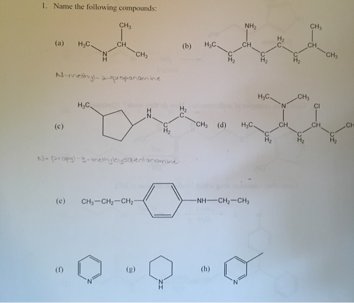 Solved 1. Name the following compounds CH3 NH2 CH3 CH CH CH | Chegg.com