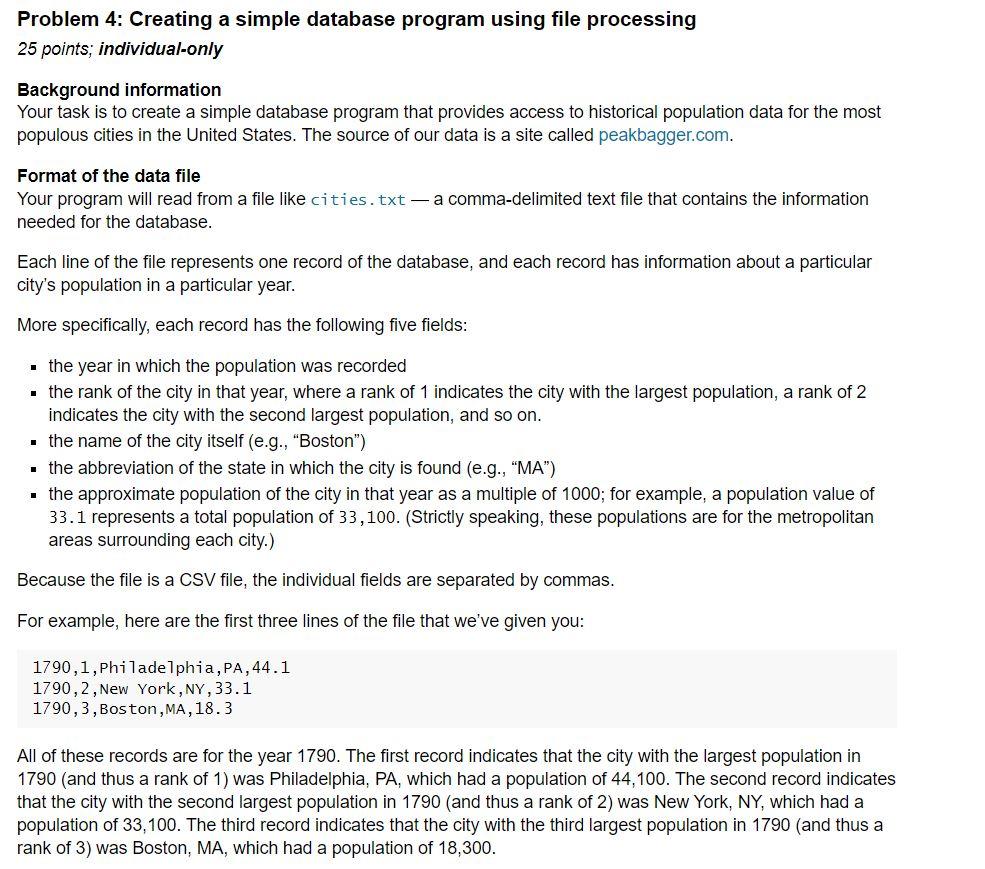 Solved 25 points; individual-only Background information | Chegg.com