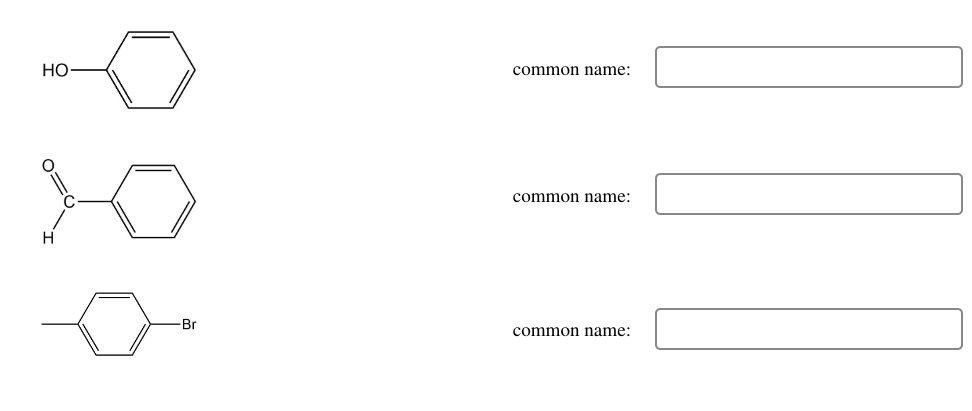 Solved common name: common name: common name: | Chegg.com