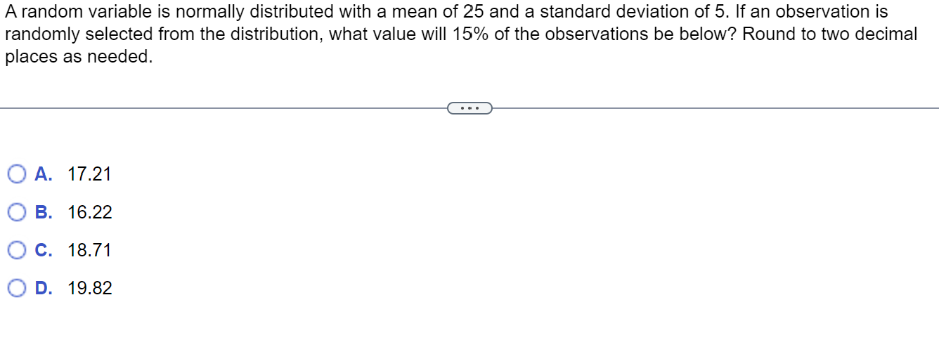 Solved A random variable is normally distributed with a mean | Chegg.com