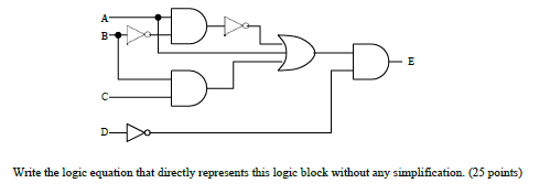 Solved A B E C Write the logic equation that directly | Chegg.com