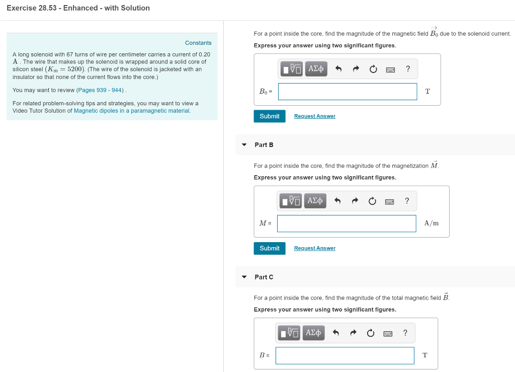 Solved Exercise 28.53 - Enhanced - with Solution For a point | Chegg.com