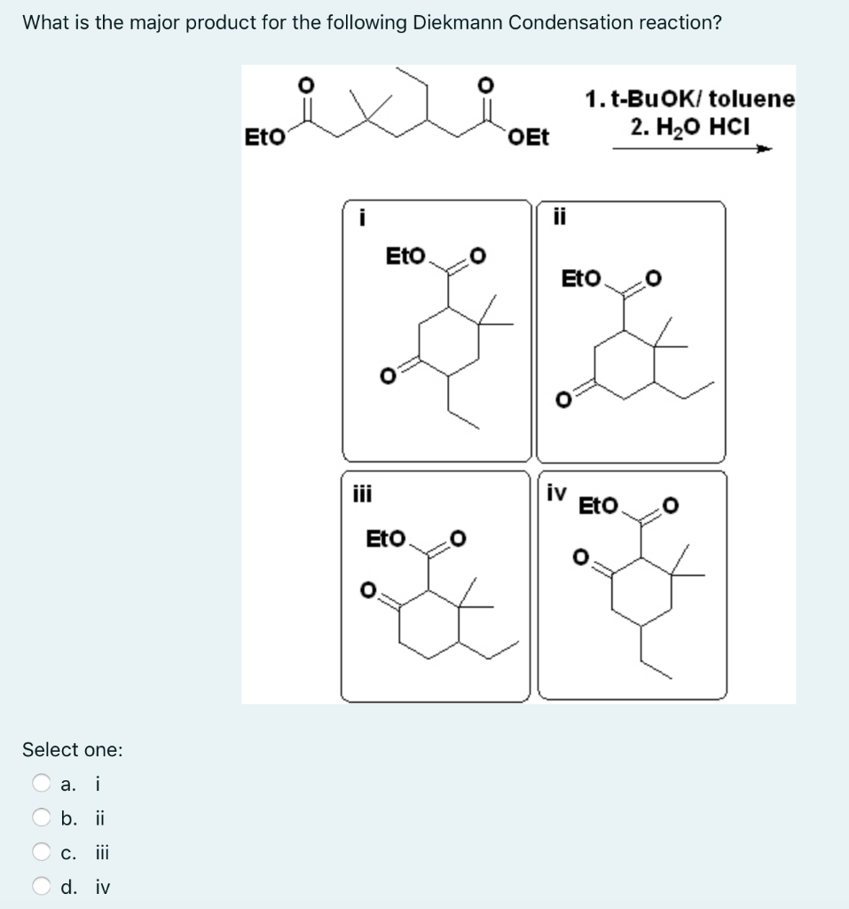Solved What is the major product for the following Diekmann | Chegg.com