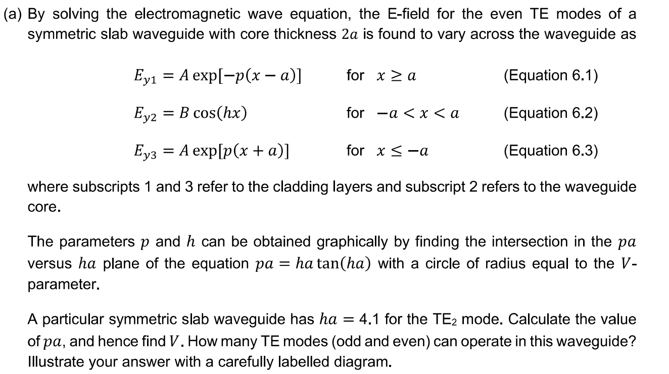 (a) By solving the electromagnetic wave equation, the | Chegg.com