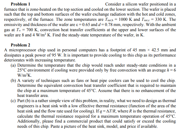 Solved Problem 1 Consider a silicon wafer positioned in a | Chegg.com