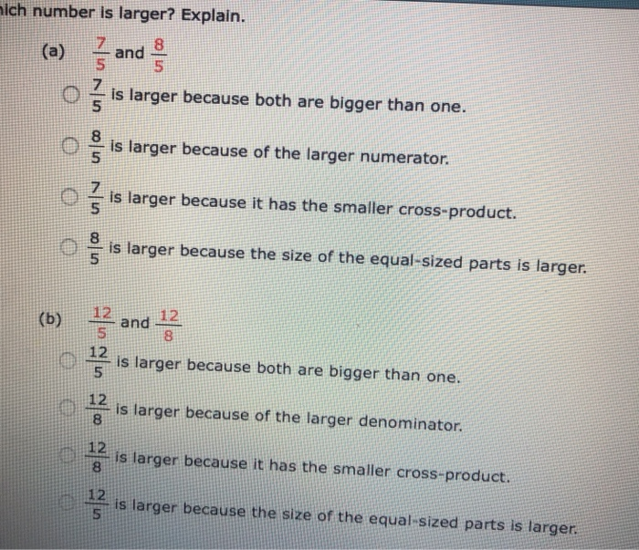 Solved ich number is larger? Explain. (a) and 5 5 7 O 5 is | Chegg.com