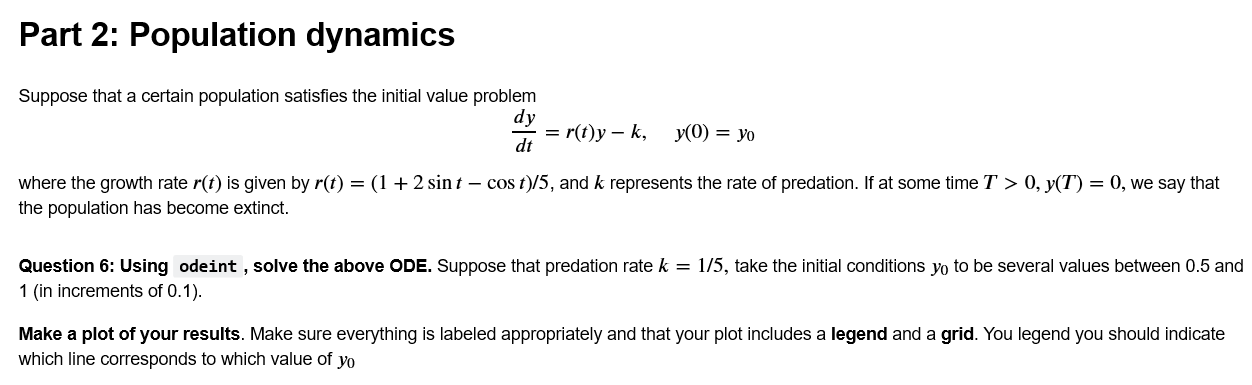 Solved Question Population Dynamics Using Odeint