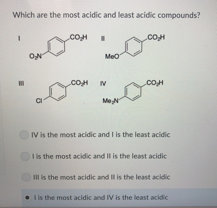 Solved Which are the most acidic and least acidic compounds? | Chegg.com