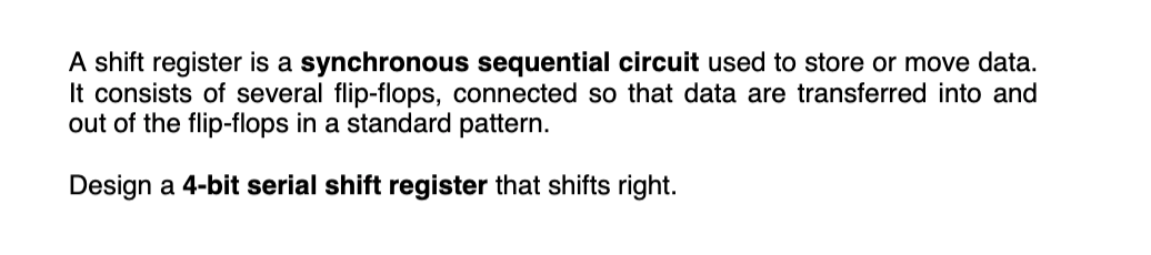 Solved A shift register is a synchronous sequential circuit | Chegg.com