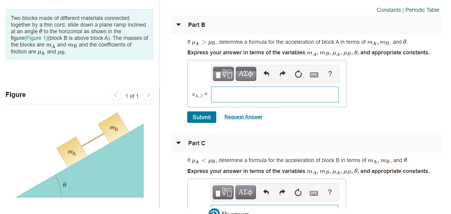 Solved Constants Periodic Table Part B Two blocks made of | Chegg.com