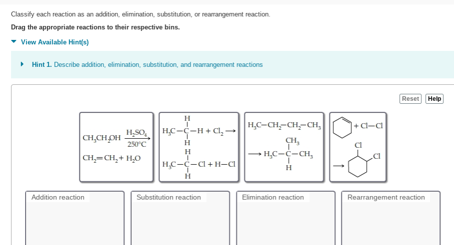 Solved Part B. Which of the following reactions are addition | Chegg.com