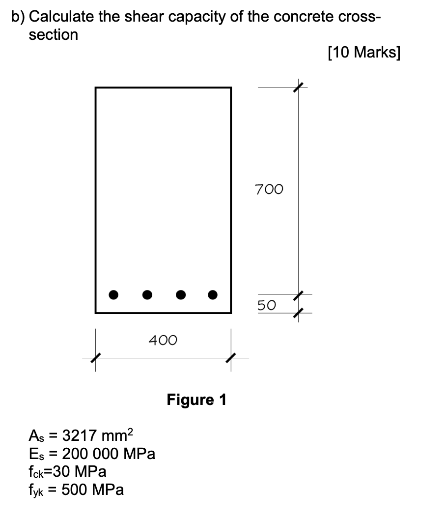 Solved b) Calculate the shear capacity of the concrete | Chegg.com