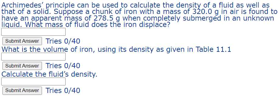 Solved Archimedes' principle can be used to calculate the | Chegg.com