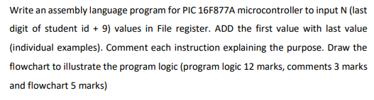 Solved Write an assembly language program for PIC 16F877A | Chegg.com