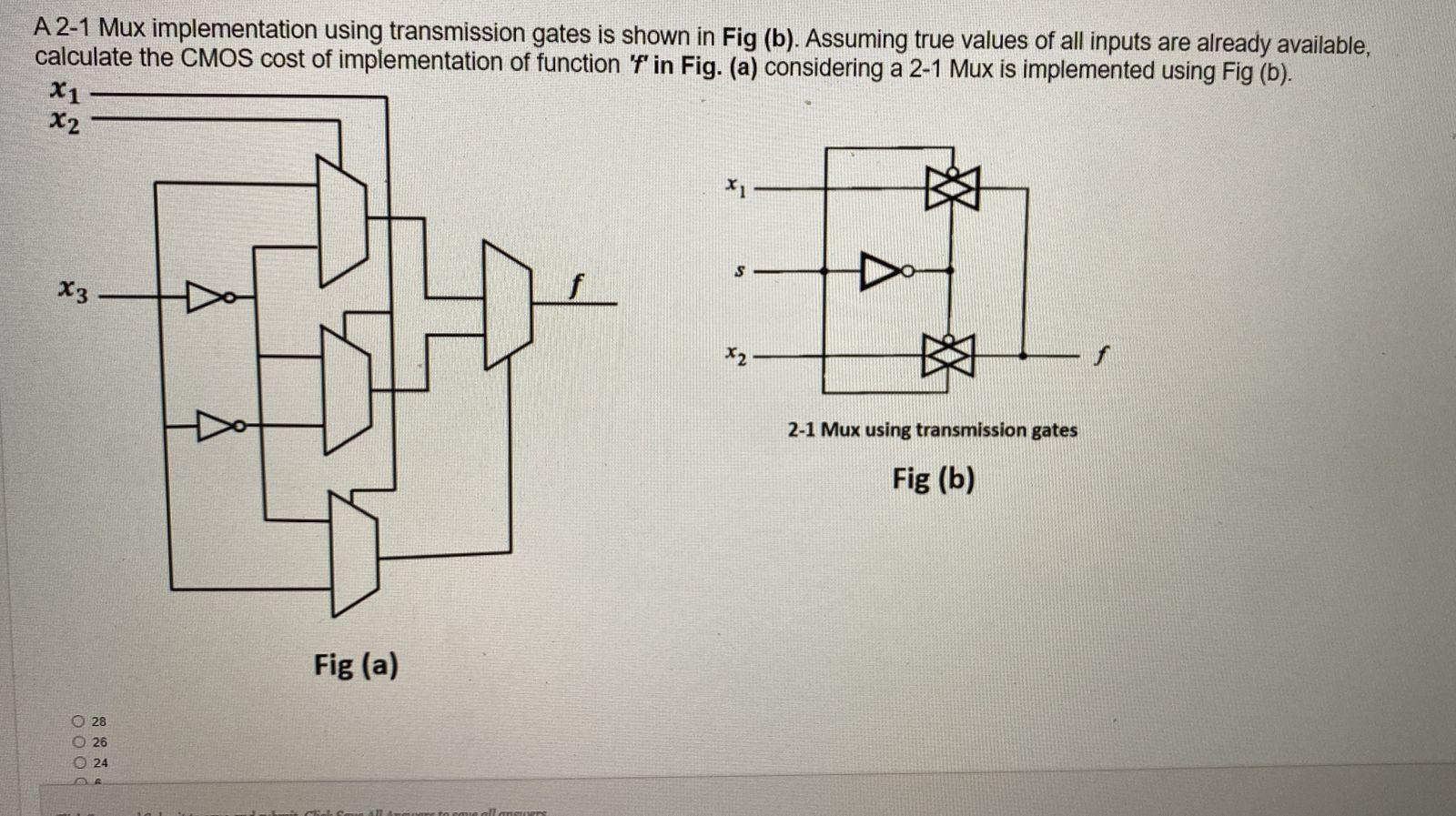 Solved A 2-1 Mux implementation using transmission gates is | Chegg.com