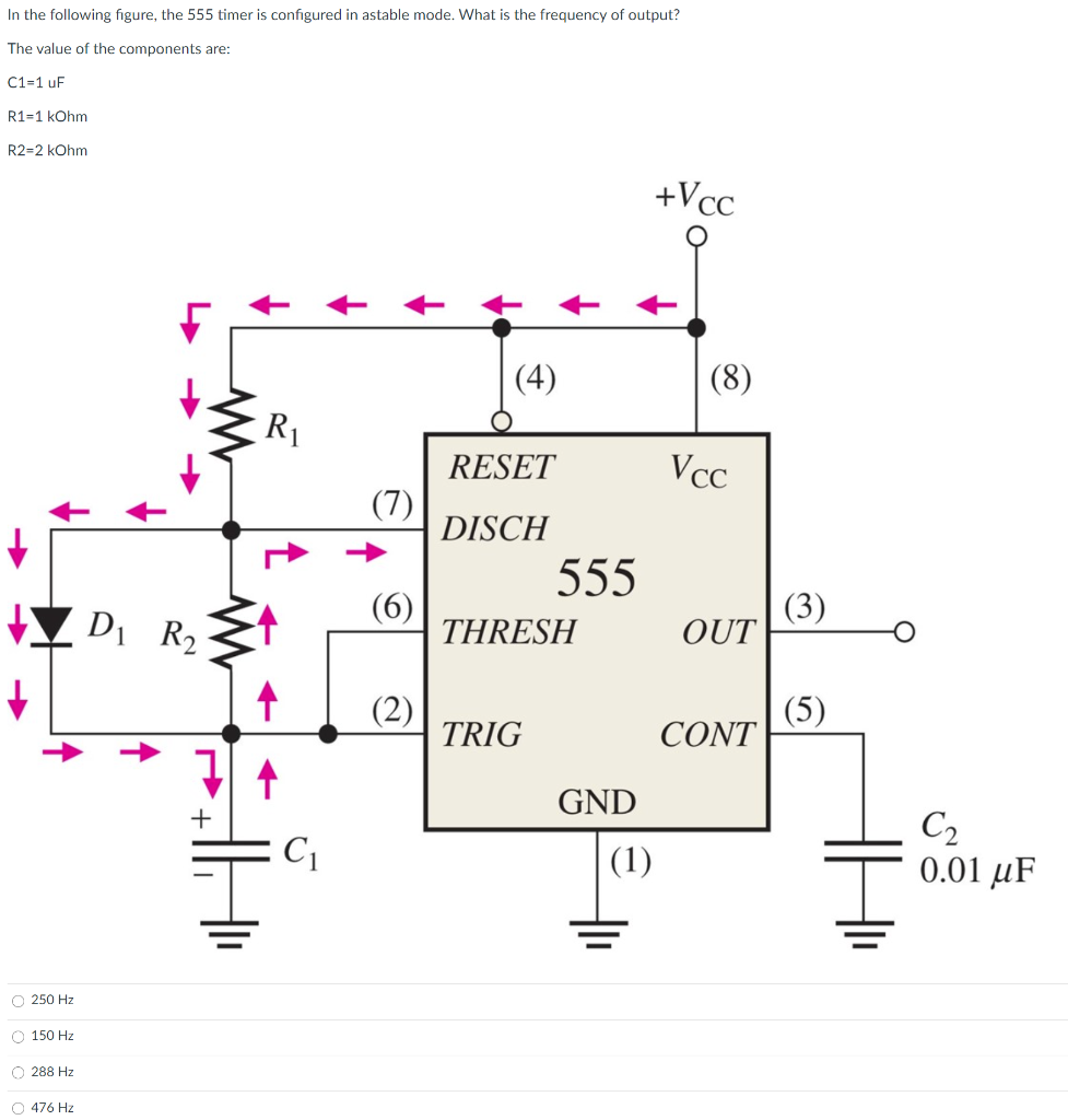 Solved In the following figure, the 555 timer is configured | Chegg.com