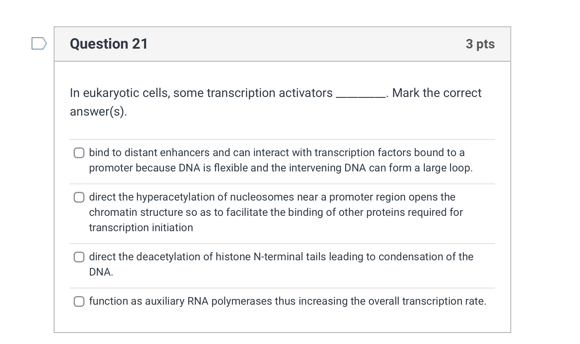 Solved In eukaryotic cells, some transcription activators | Chegg.com