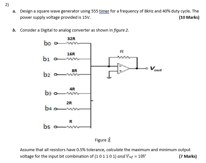 2) a. Design a square wave generator using 555 timer | Chegg.com