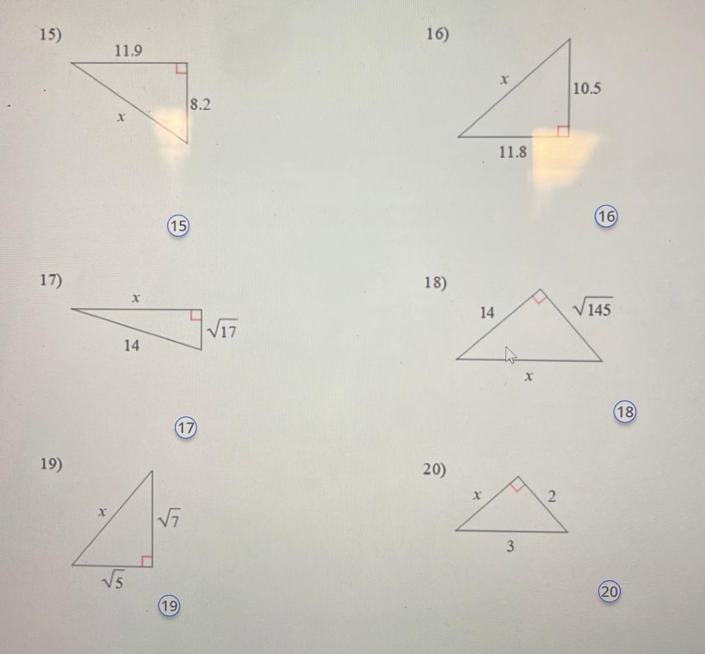Solved 15 16 (15) (16) 17) 18 (17) (18) 19) 20) | Chegg.com