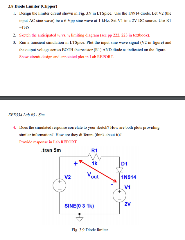 3.8 Diode Limiter (Clipper) 1. Design the limiter | Chegg.com