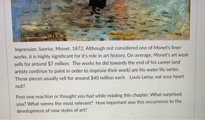The art critique, Louis Leroy, inadvertently gave a | Chegg.com