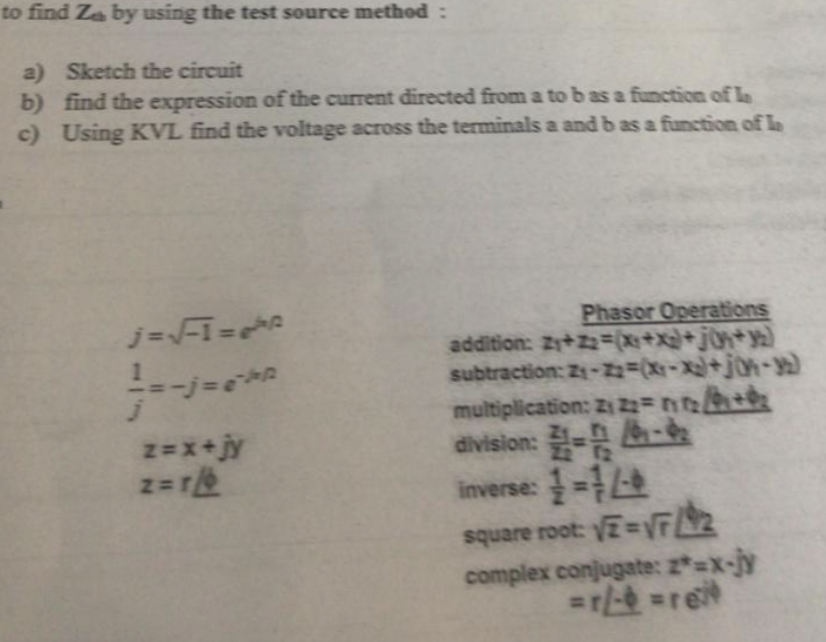 Solved to find Zo by using the test source method : a) | Chegg.com
