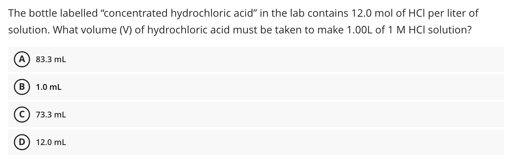 Solved The bottle labelled “concentrated hydrochloric acid" | Chegg.com