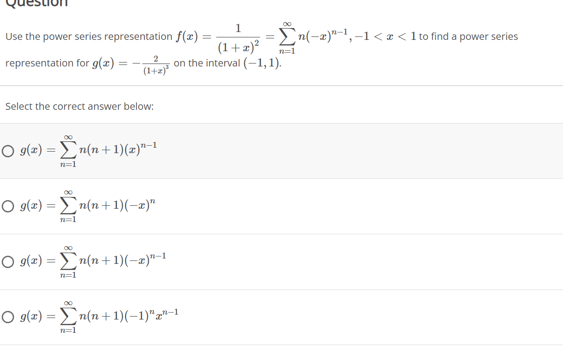 Solved Use the power series representation | Chegg.com