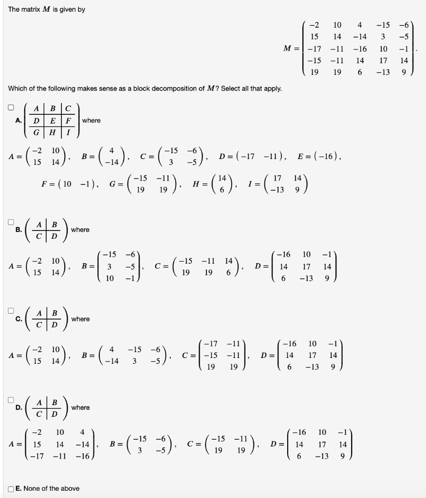 Solved (1 point) Read 'Matrices -- Properties of Matrices' | Chegg.com